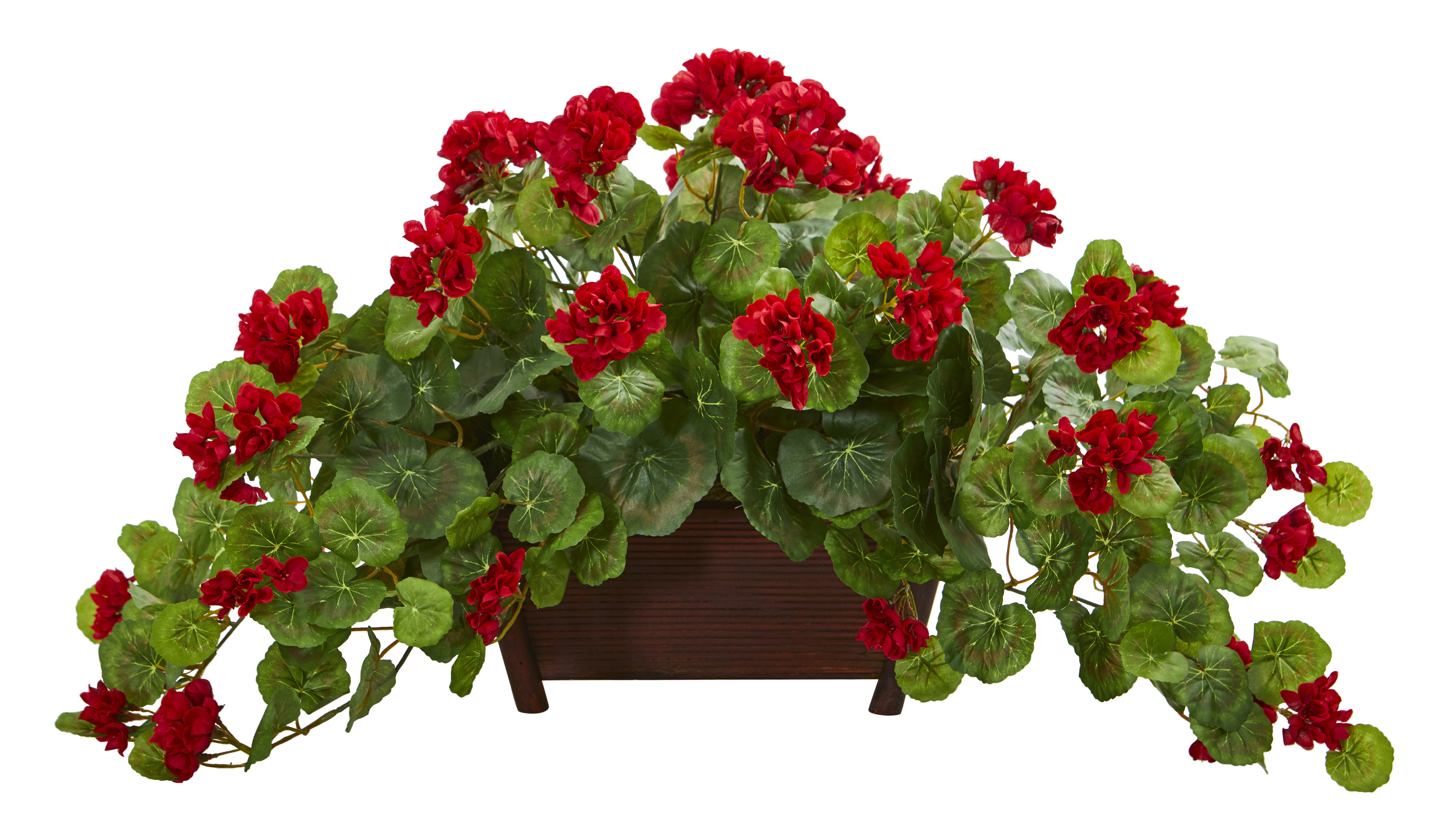 Charlton Home® Artificial Geranium Floral Arrangement in Planter ...
