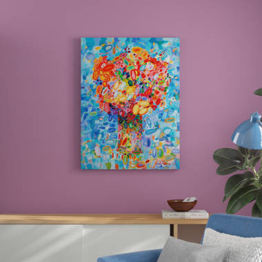 Ebern Designs 'Floral Bouquet Yellow' Print | Wayfair