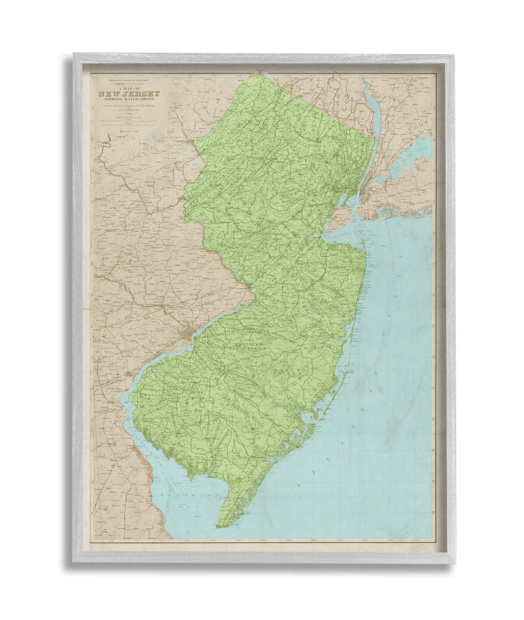 Ebern Designs Map Of New Jersey State Border by Daphne Polselli ...