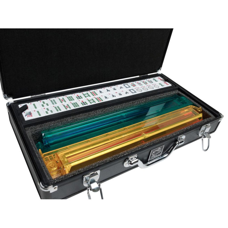 White Swan Mah Jongg - White/Burgundy Tiles - Modern Pusher Arms ...