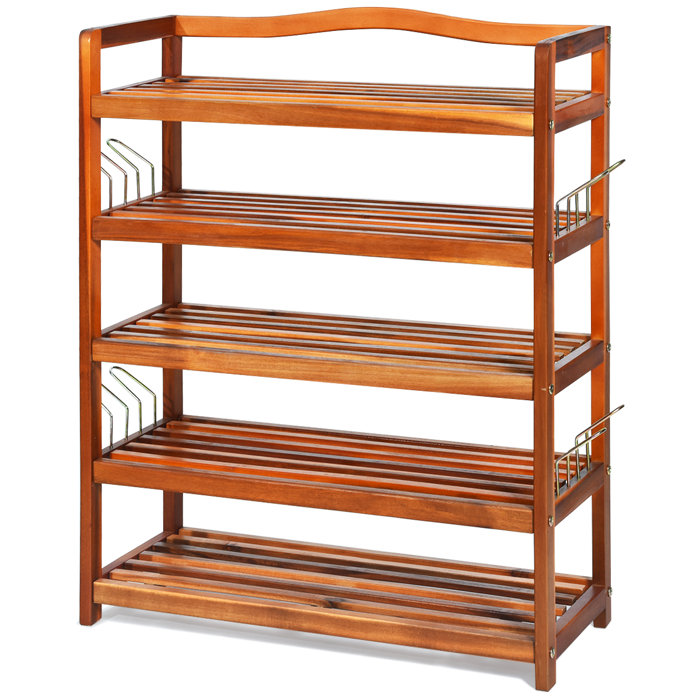 Bay Isle Home 5-Tier Wood Freestanding Heavy-duty 18 Pair Shoe Rack ...