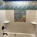 Imagine Tile, Inc. 8" x 8" Ceramic Wave Decorative Accent Tile in Blue ...