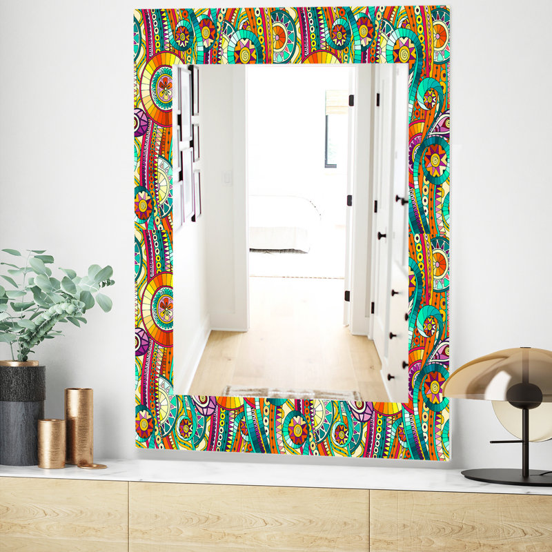 East Urban Home Tribal Doddle Ethnic Mosaic Elements Modern Wall Mirror ...