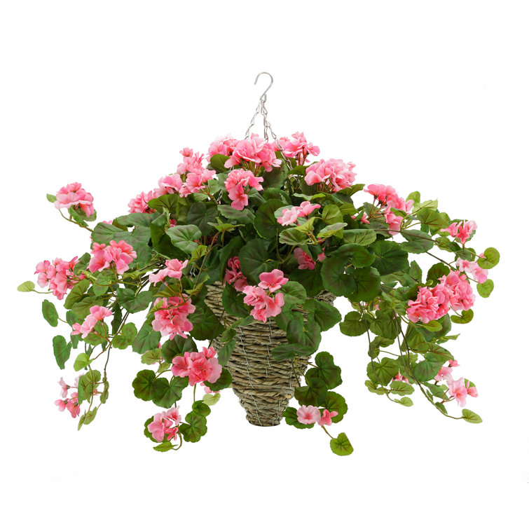 Rosalind Wheeler Artificial Geranium Hanging Basket & Reviews | Wayfair