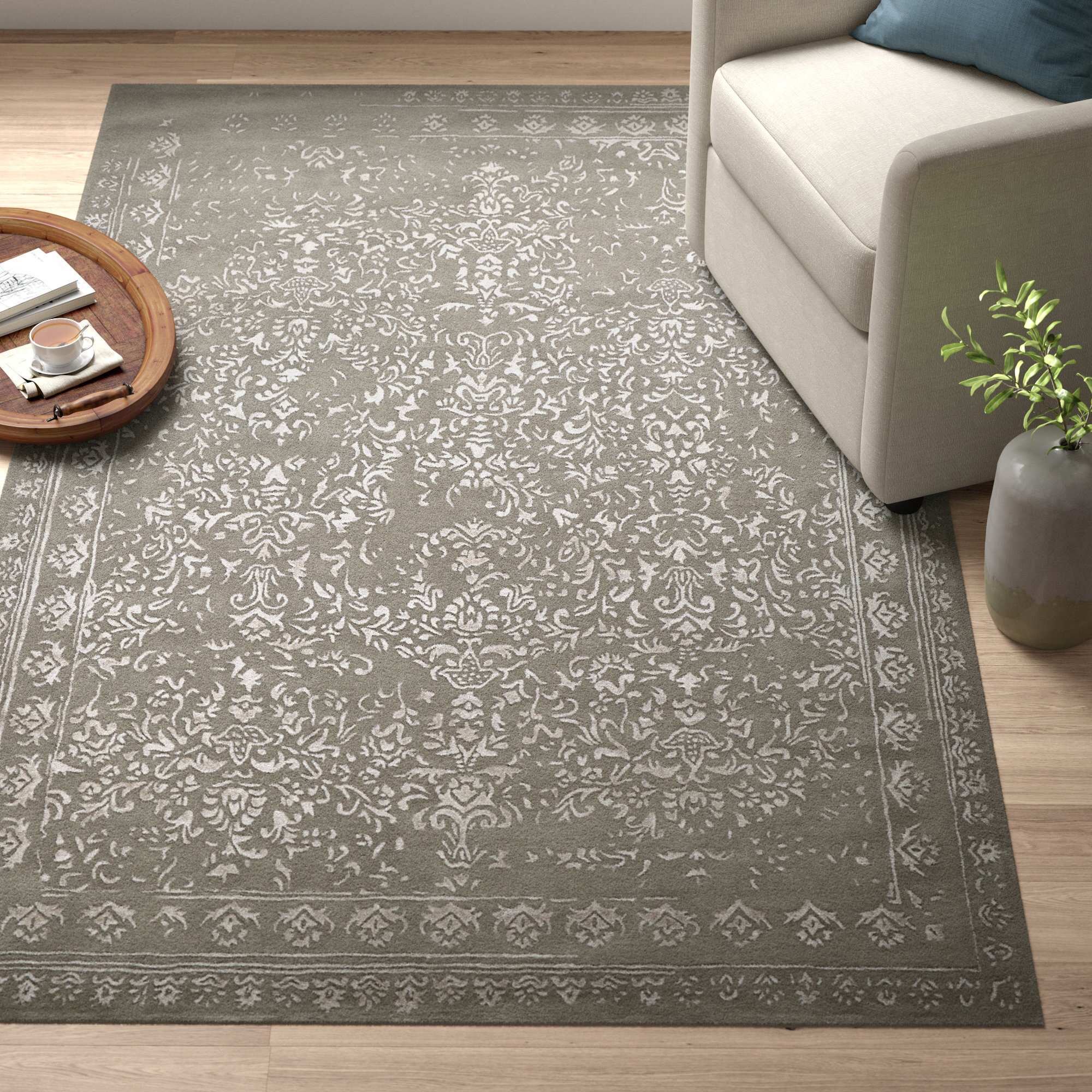 Three Posts™ Leeson Handmade Tufted Warm Gray Rug | Wayfair