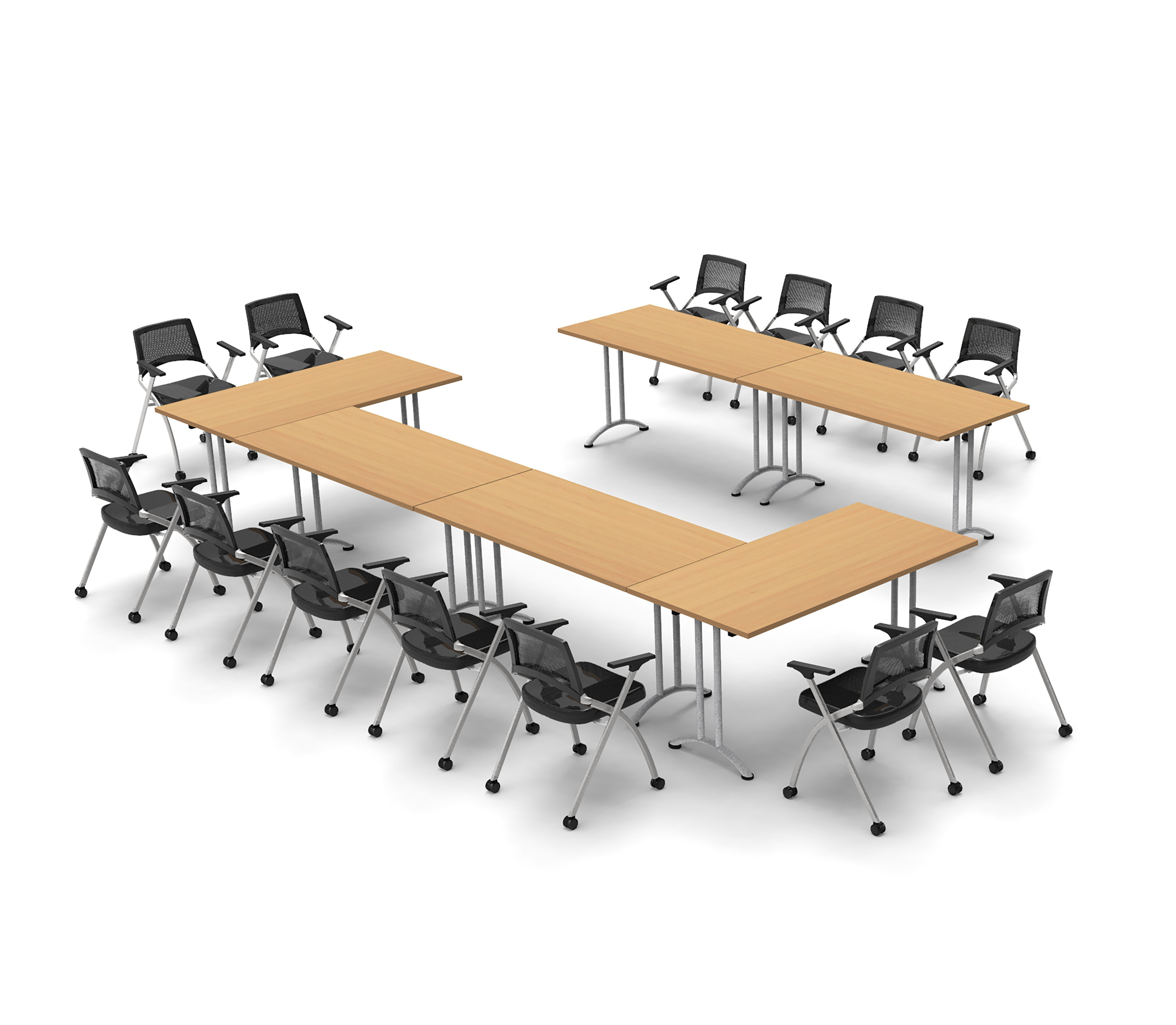 TeamWORK Tables 13 Person Conference Meeting Tables with 13 Chairs ...