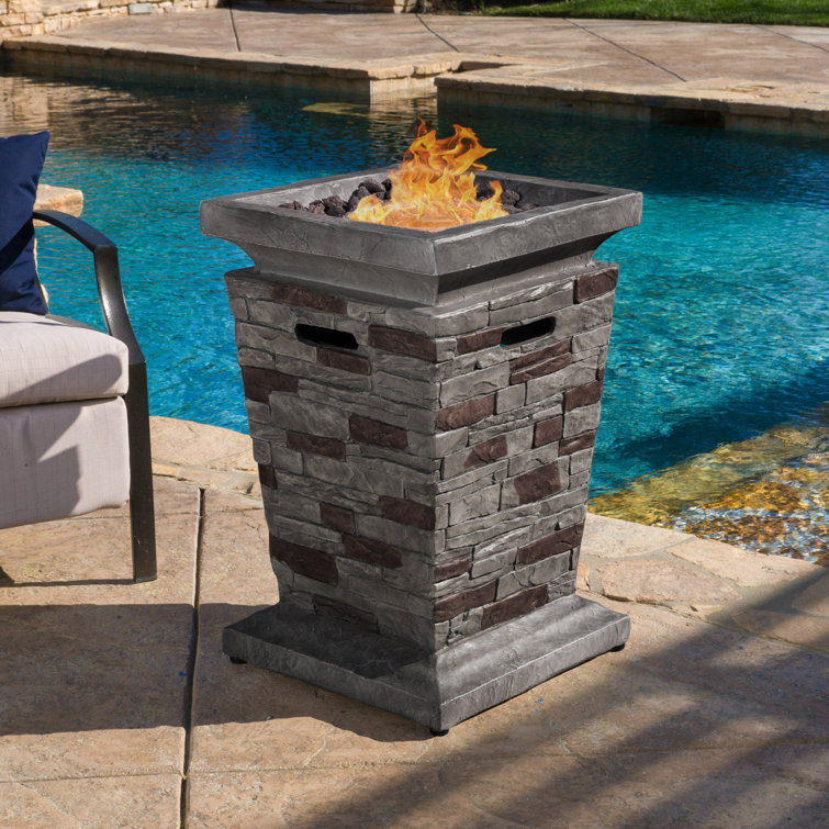 Arlmont & Co. Eddie 29'' H x 19.5'' W Stone Propane Outdoor Fire Column ...