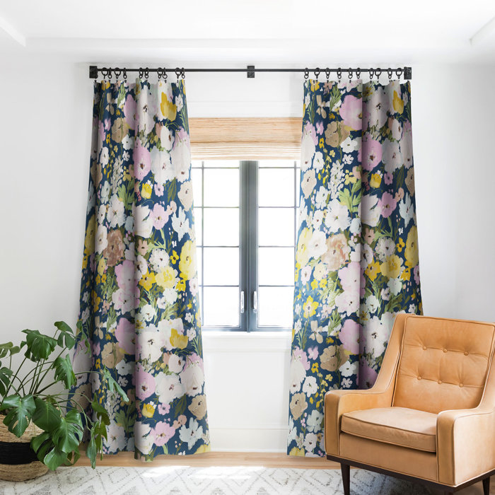 Winston Porter Alison Janssen Flower Stand Blue 1pc Blackout Window ...