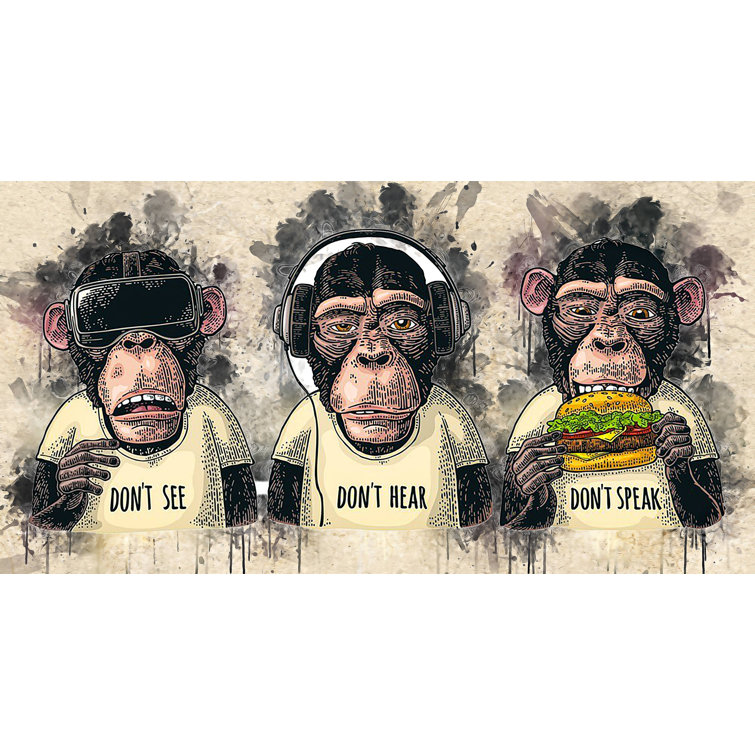 Maturi Three Chimps - Unframed Graphic Art | Wayfair.co.uk