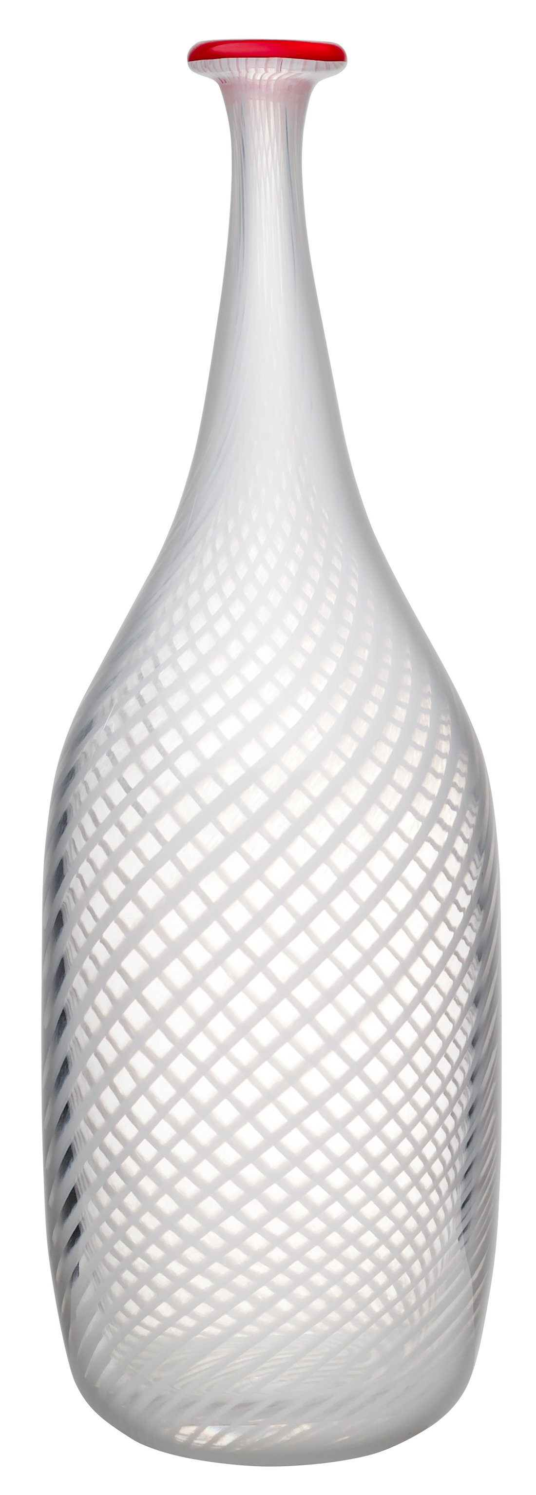 Kosta Boda Red Rim Handmade Crystal Decorative Bottle | Wayfair