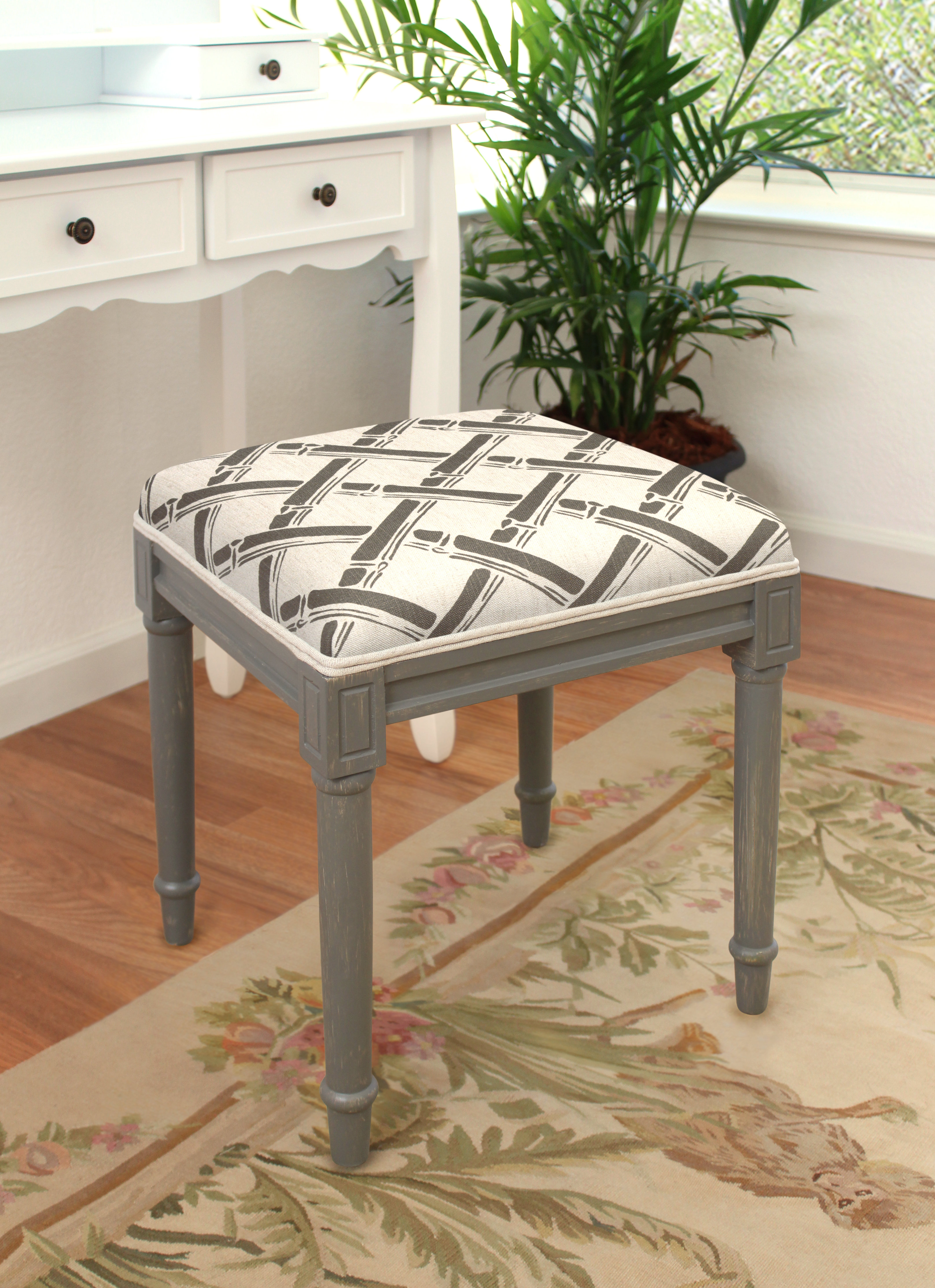 123 Creations 19'' Tall Solid Wood Vanity Stool & Reviews | Wayfair