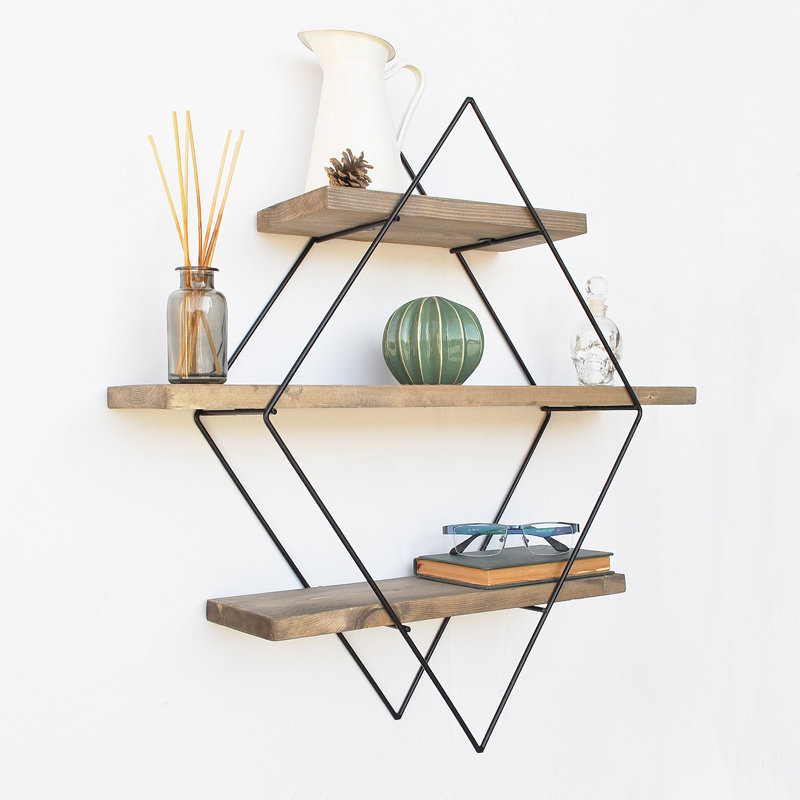 17 Stories Swiger Handmade Solid Wood Metal Wire Wall Shelf & Reviews ...