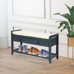 Longshore Tides Shoe Rack With Cushioned Seat And Drawers, Multipurpose ...