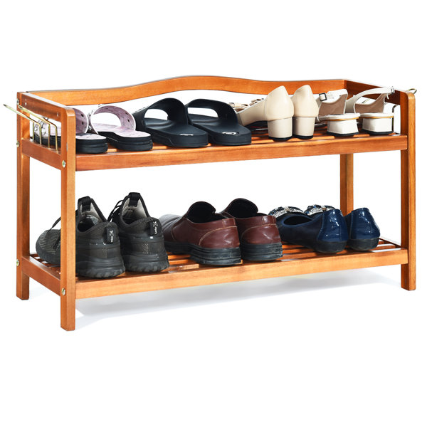 Bay Isle Home 2-Tier Wood Freestanding Heavy-duty 8 Pair Shoe Rack ...