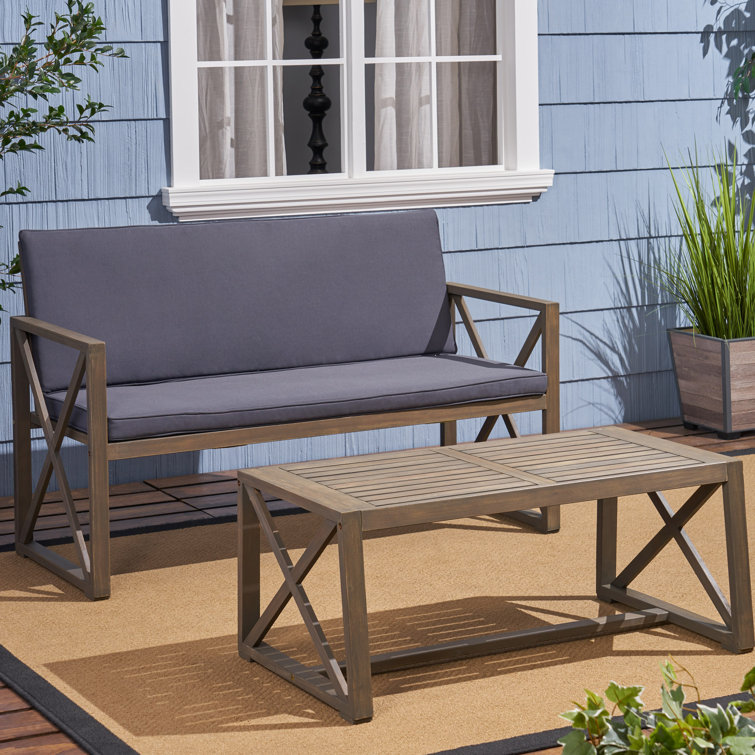 Union Rustic Solid Wood 2 - Person Seating Group with Cushions ...