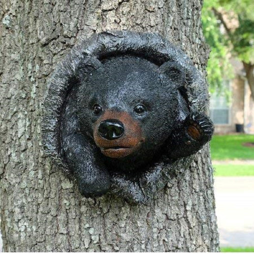 Loon Peak® Western Hello Bear Waving Paw Tree Bark Hanging Wall Décor ...