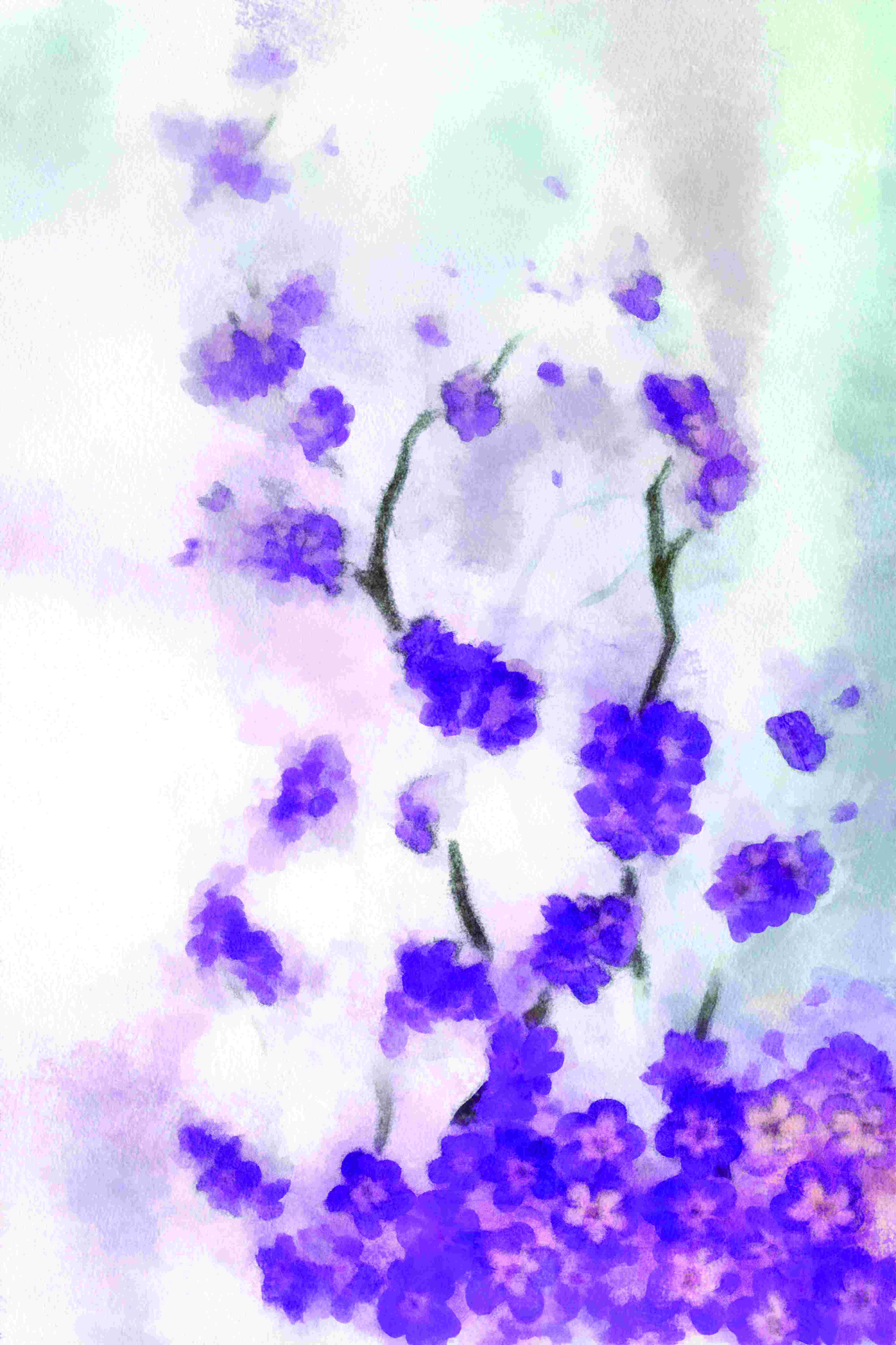 Winston Porter Dripping Purple Blooms 2 - Wrapped Canvas Print | Wayfair