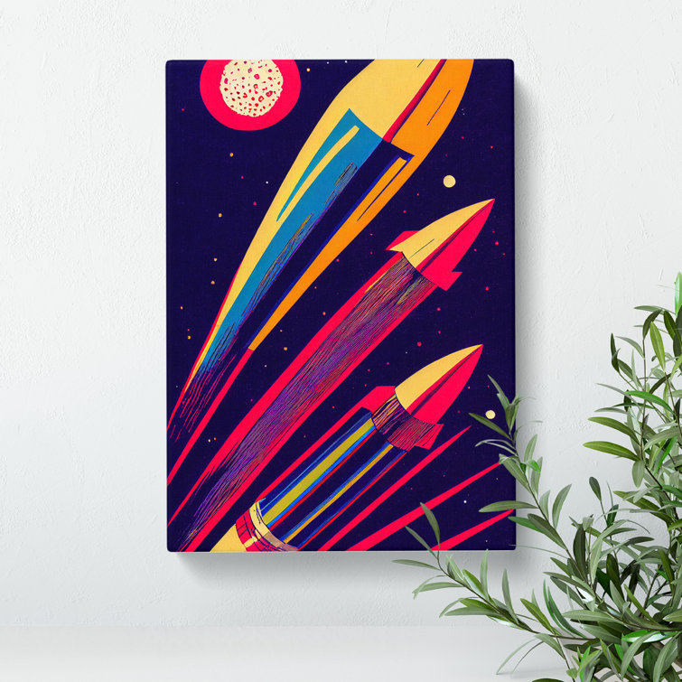 Borough Wharf XC1022-3775X Retro Art Spaceship Rockets - Wrapped Canvas ...