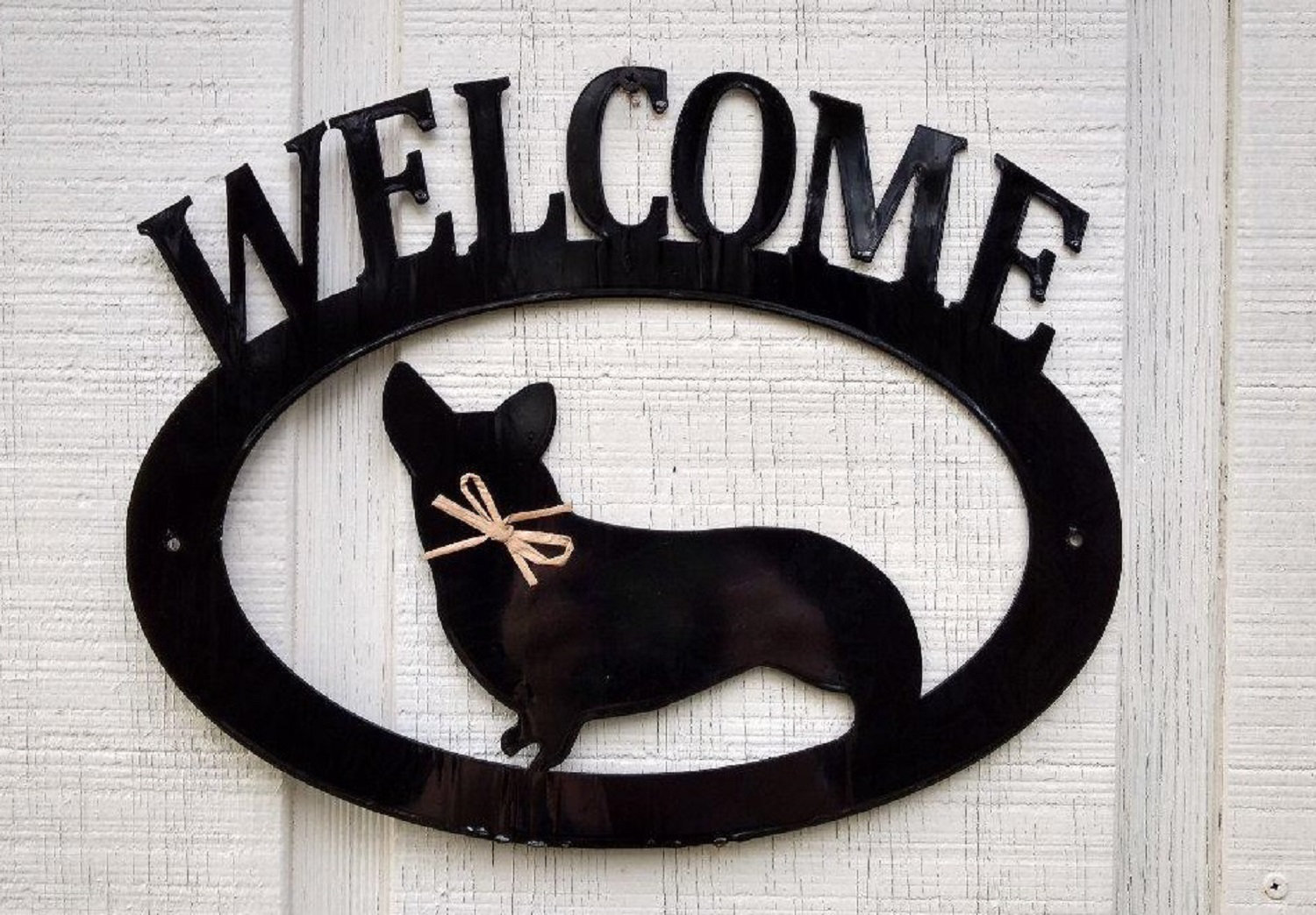 Red Barrel Studio® Funkstown Pembroke Corgi Metal Welcome Sign | Wayfair