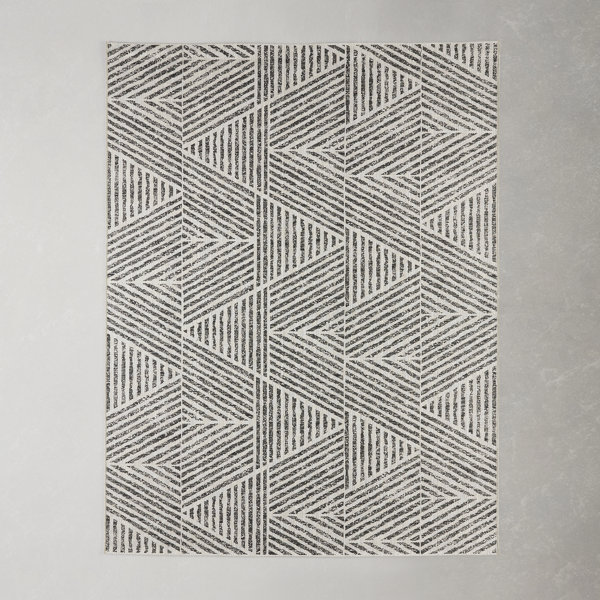 AllModern Silva Geometric Gray/White Indoor / Outdoor Area Rug ...