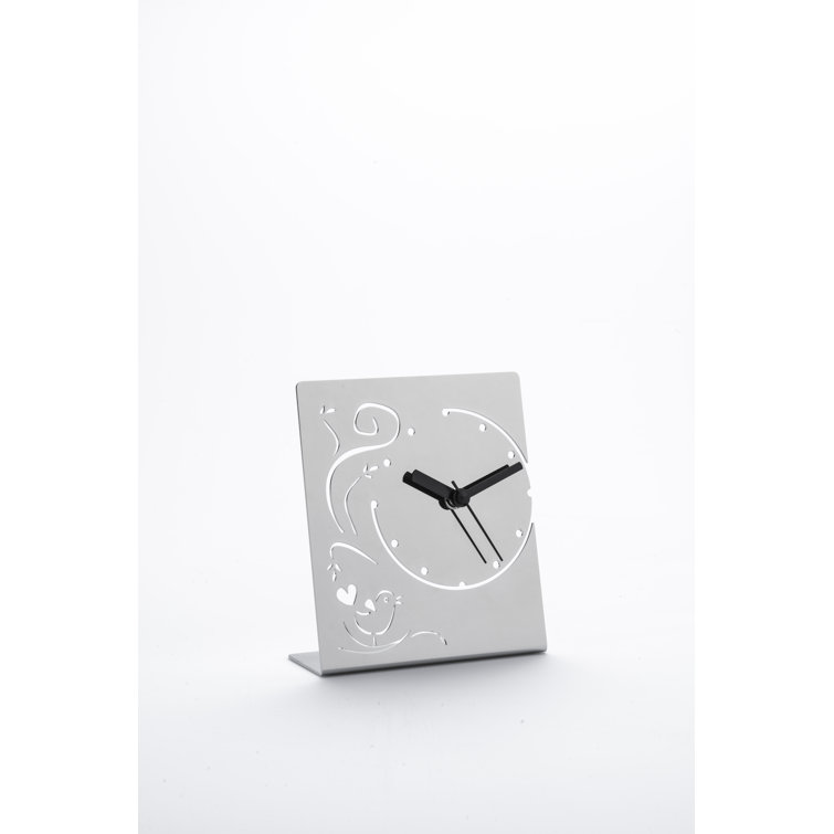 Rosalind Wheeler Stainless Steel Table Clock in Grey | Wayfair.co.uk