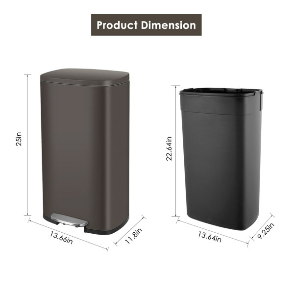 HOMECHO Kitchen Stainless Steel Step On Trash Can & Reviews | Wayfair