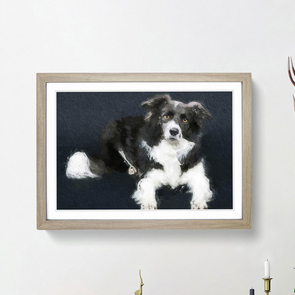 East Urban Home Resting Border Collie Dog - Picture Frame Painting ...