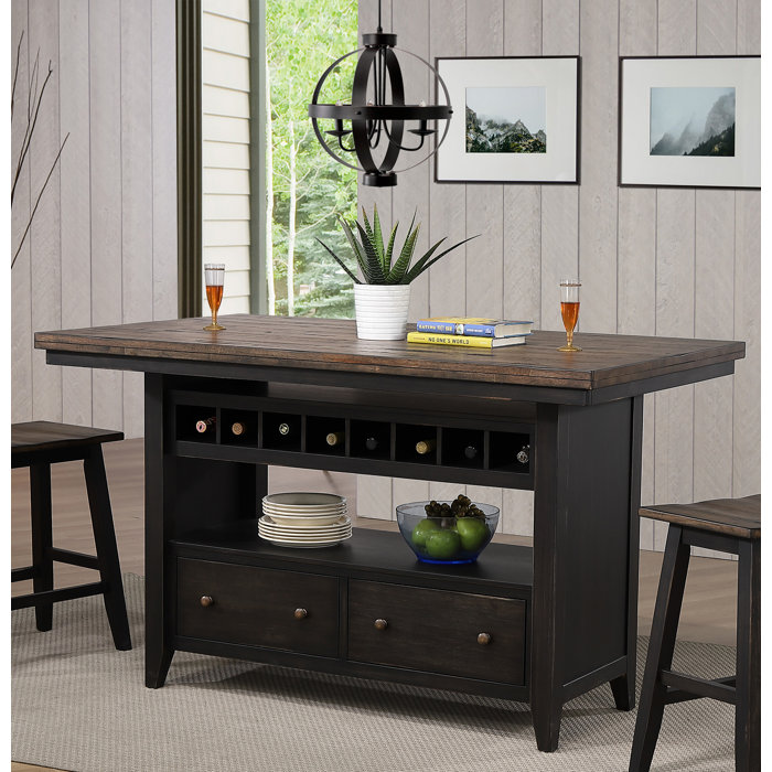 Three Posts™ Athey 60'' Wide Rolling Kitchen Island with Solid Wood Top ...