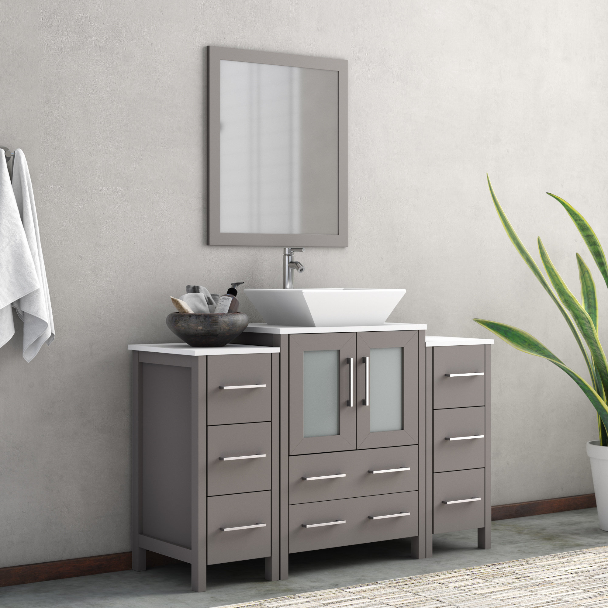 Brayden Studio® Megara 48" W x 18.5" D x 31.1" H Single Bathroom Vanity ...