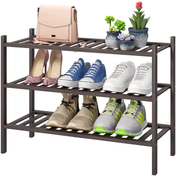 Rebrilliant 3-Tier Wooden Shoe Rack, Small Wood Shoe Rack For Closet ...