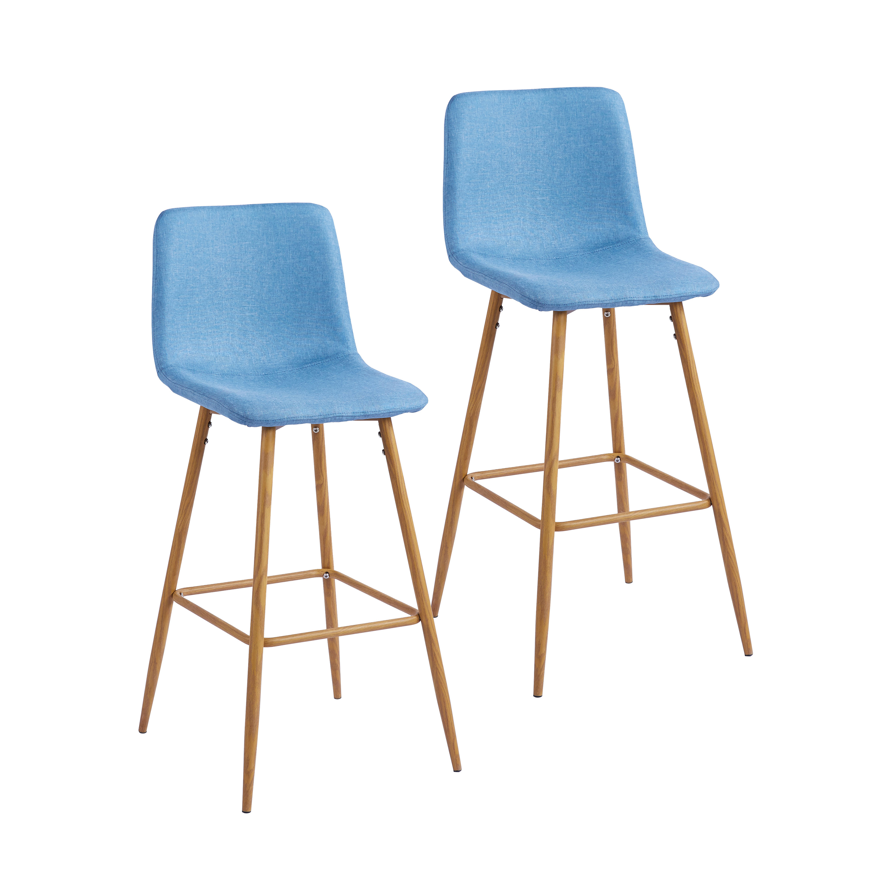 Corrigan Studio® Eila Bar Stools Set Of 2, Fabric Upholstery, Metal ...
