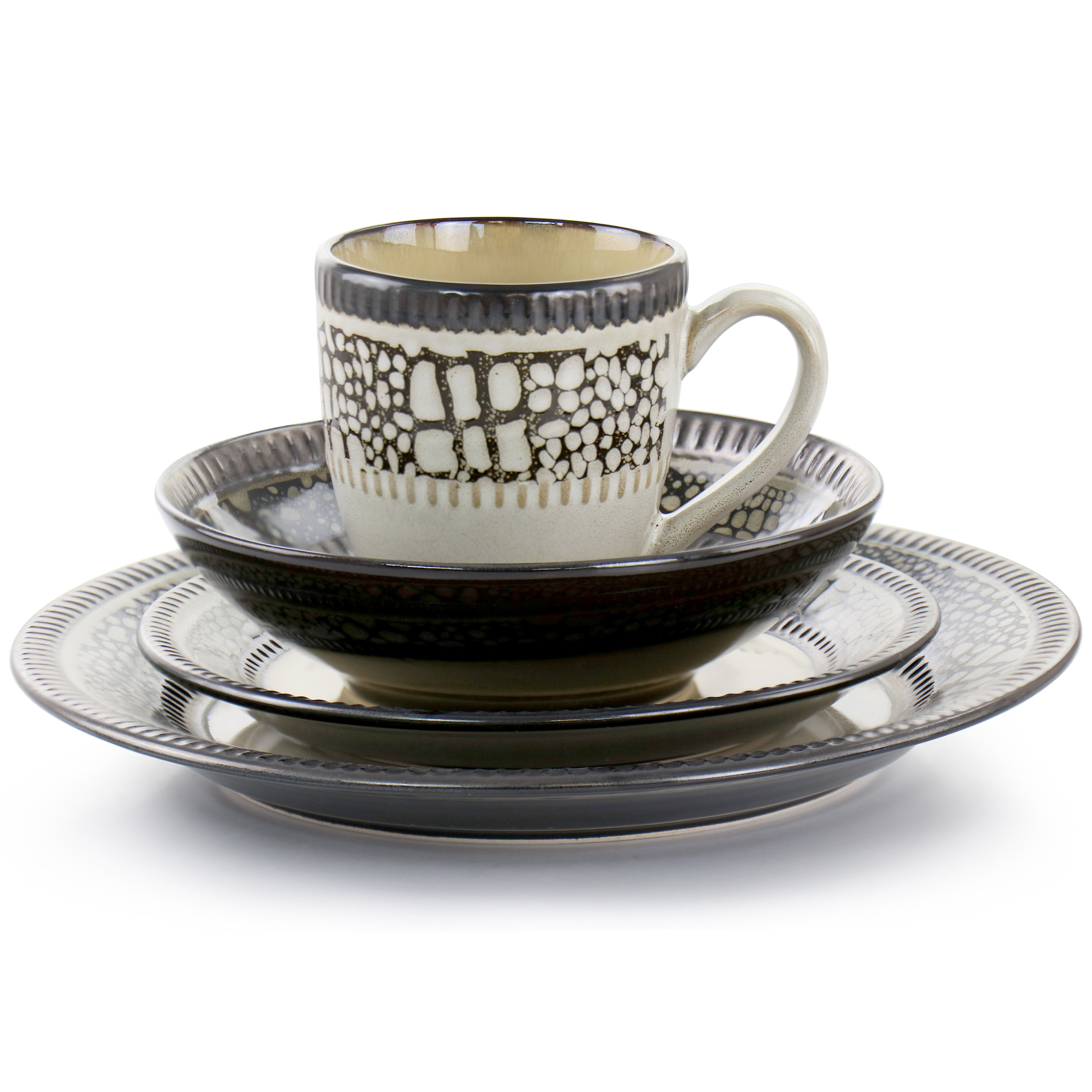 Millwood Pines Aashana Stoneware Dinnerware Set - Service for 4 | Wayfair