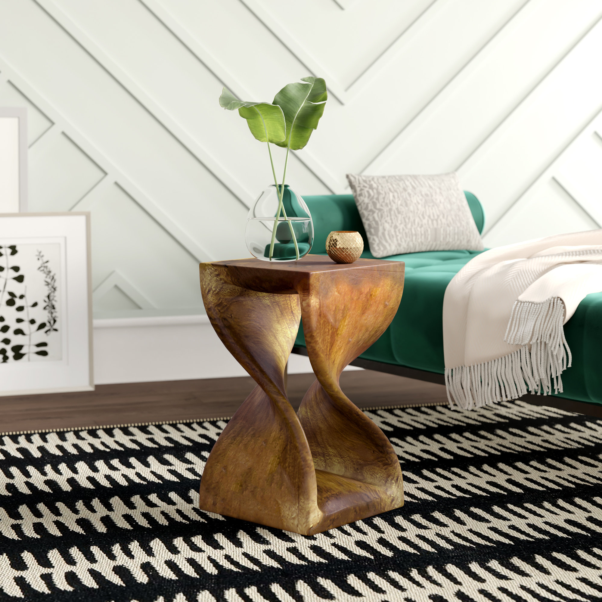 Mercury Row® Pelley 20'' Tall Solid Wood Abstract End Table & Reviews ...