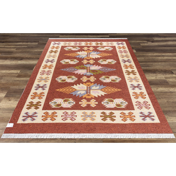 Loon Peak® Rolando Handmade Kilim Recycled Fibers Red Rug & Reviews ...