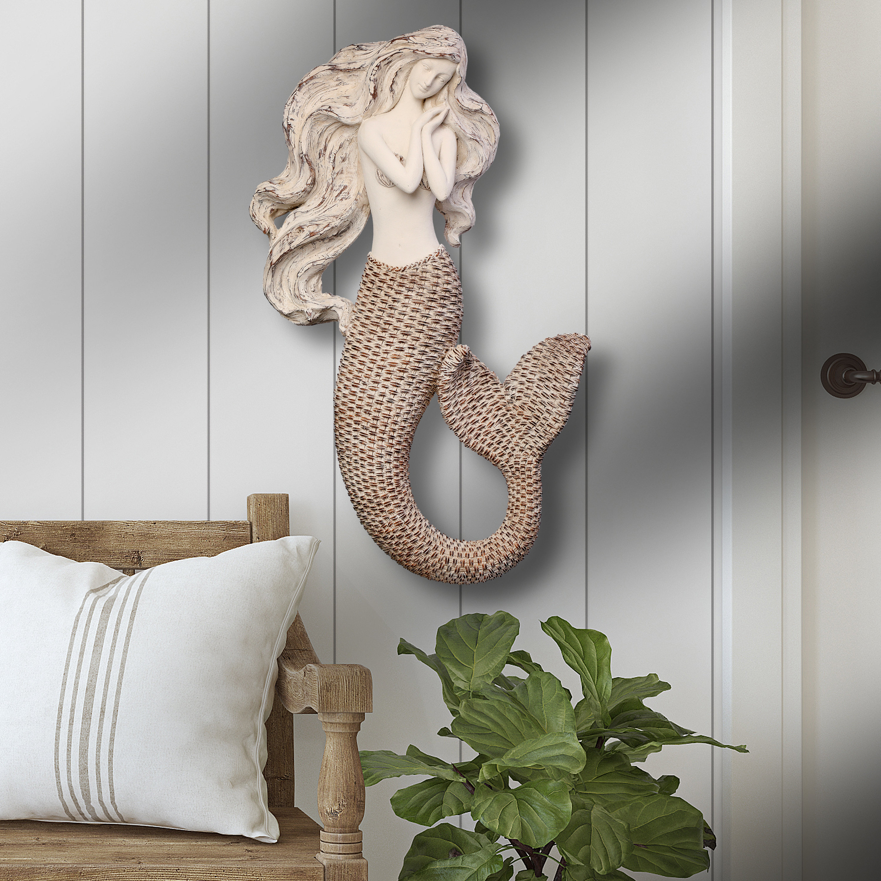 Rosalind Wheeler 'Wicker' Mermaid Plaque Wall Décor | Wayfair