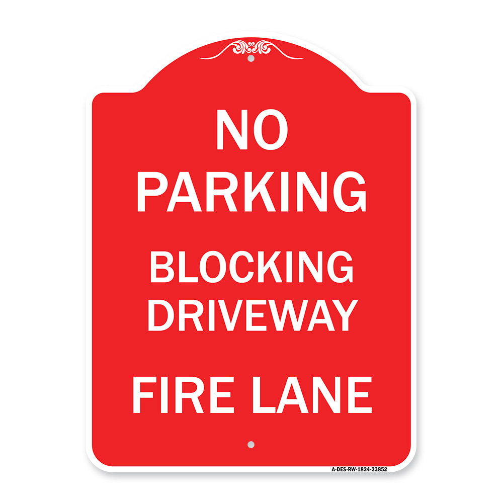 Signmission Designer Series Sign - No Blocking Driveway, Fire Lane ...