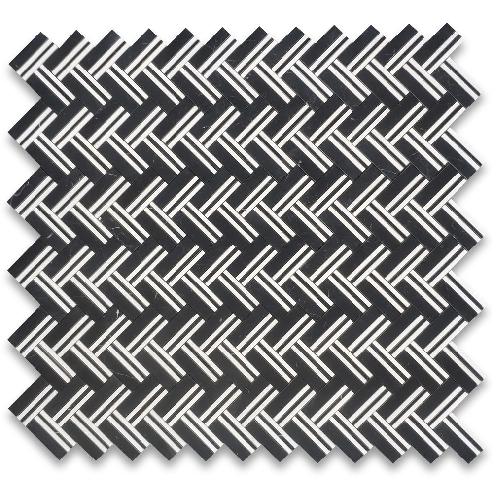 Marble Online 12" x 11" Marble Herringbone / Chevron Mosaic Wall ...