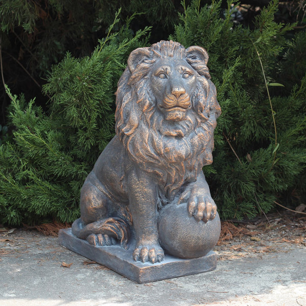 Bloomsbury Market Nenzel 2 Piece Lion Sentry Statue & Reviews | Wayfair