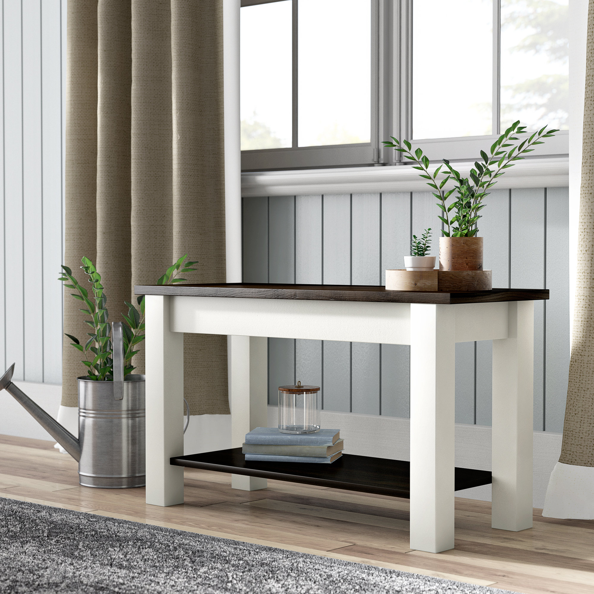 Gracie Oaks Su Wood Shelf Bench & Reviews | Wayfair