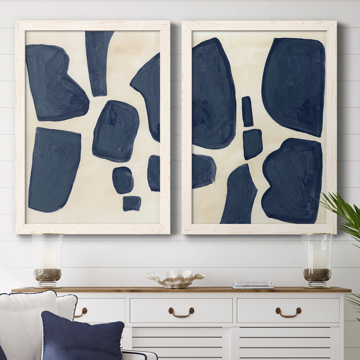 Latitude Run® Blue Pieces I - 2 Piece Picture Frame Painting on Canvas ...