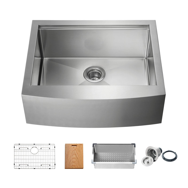 KIBI USA KIBI 22'' W Single Bowl Stainless Steel Farmhouse Kitchen Sink ...