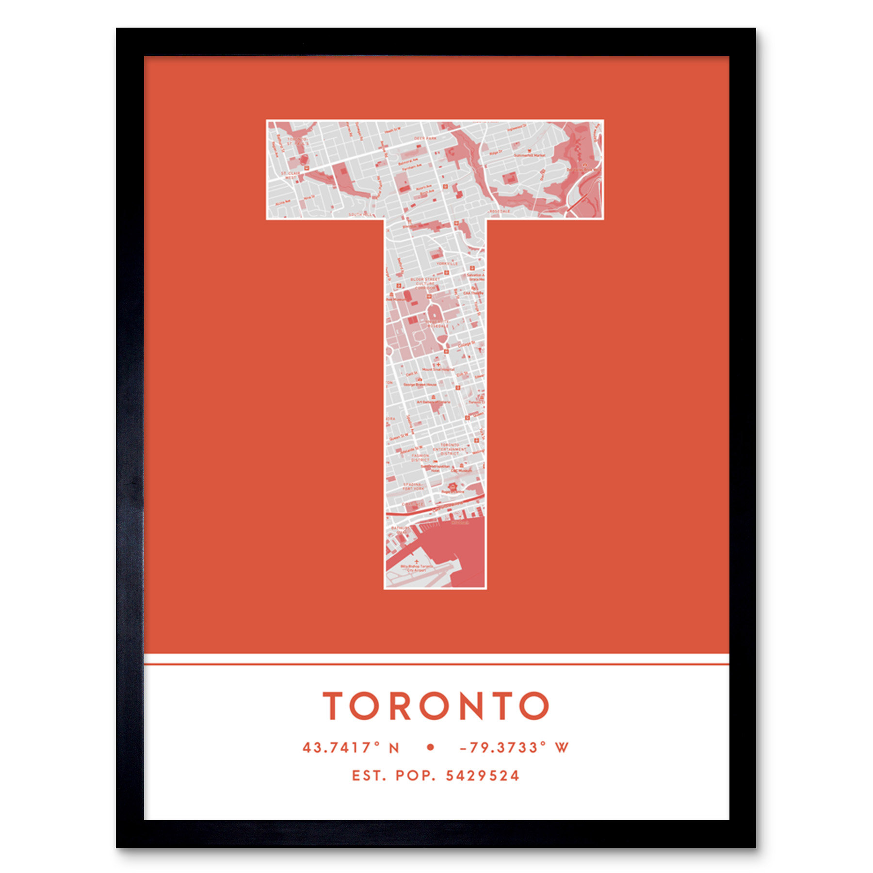 Wee Blue Coo Toronto City Map Toronto Orange by Wee Blue Coo - Picture ...