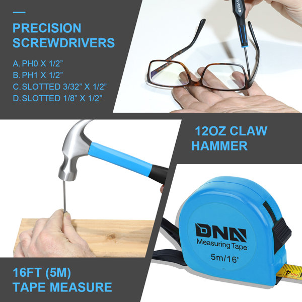 DNA Motoring 21 Piece Portable Household Hand Tools Kit 12 Volt ...