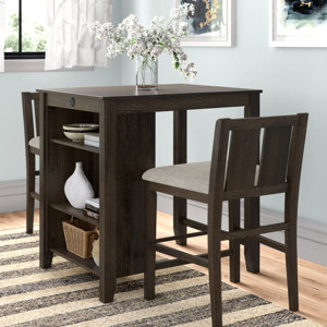 Three Posts™ Alonzo 2 - Person Counter Height Solid Wood Dining Set ...
