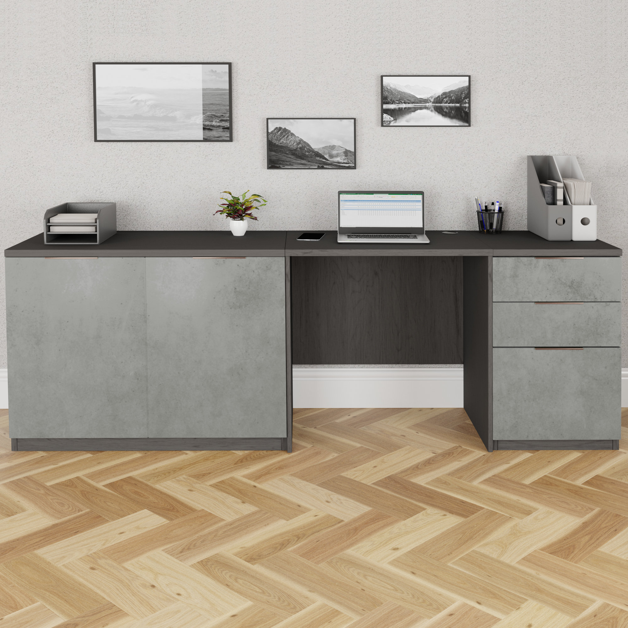 17 Stories Glyda 3 Piece Rectangular Desk Shell Office Set & Reviews ...