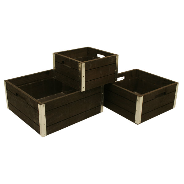 Williston Forge 3 Piece White Wash Crate Set & Reviews | Wayfair