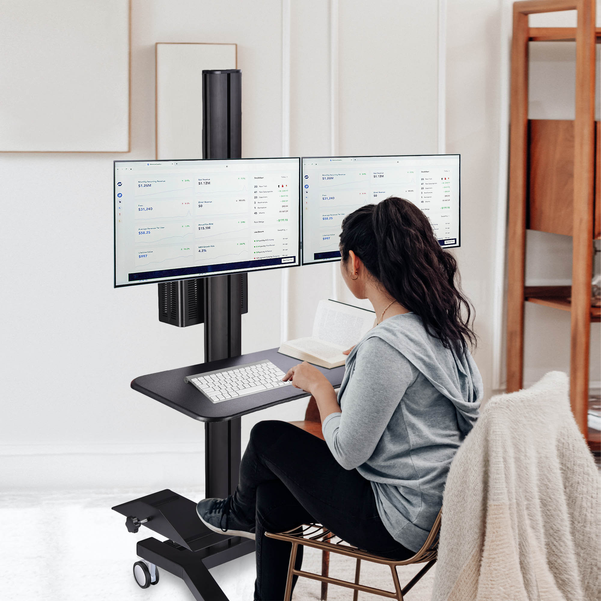 Yescom Rolling Desktop PC Mobile Cart Computer Workstaion Office ...