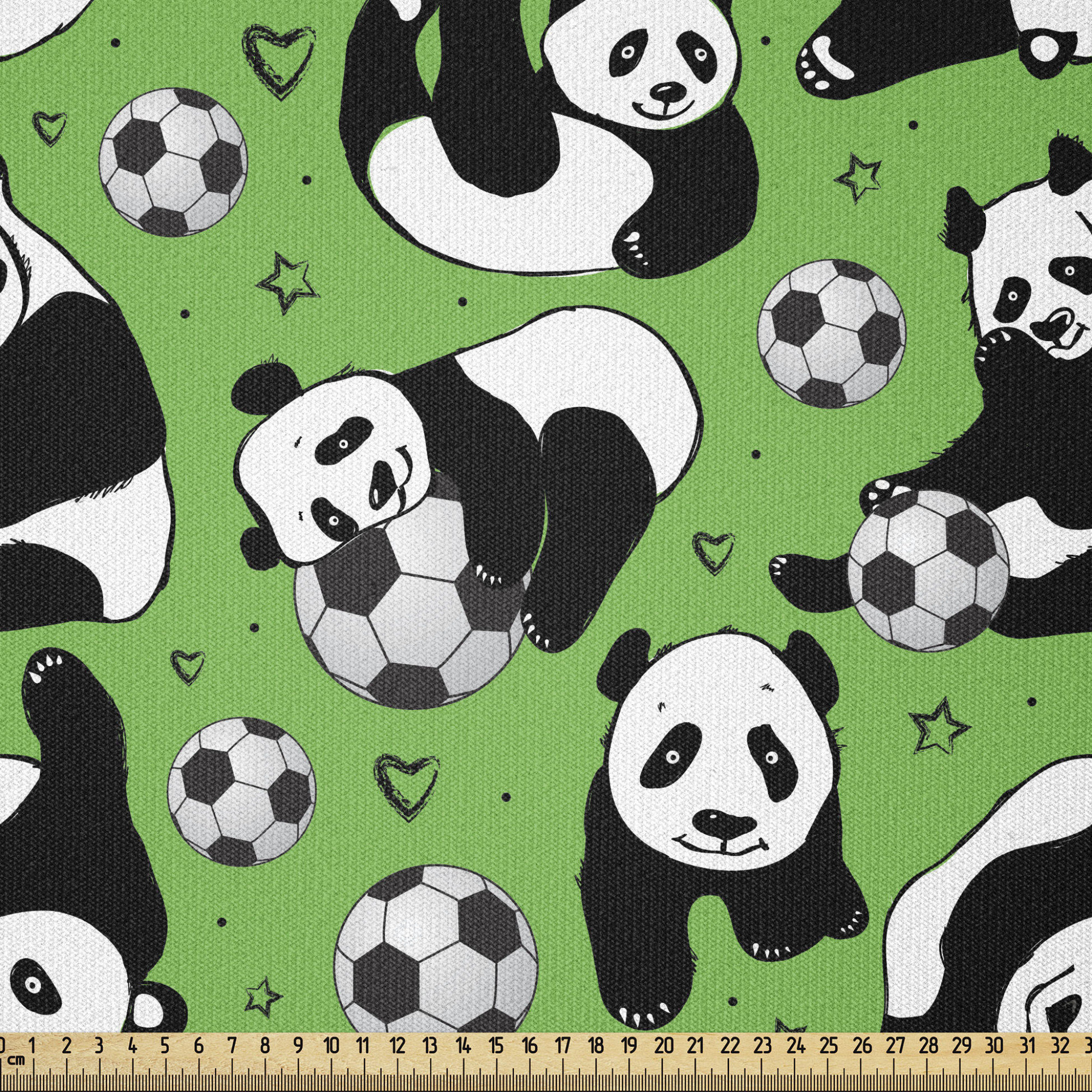 East Urban Home Soccer Fabric By The Yard, Funny Panda Animals Playing ...
