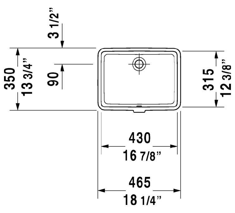 Duravit Vero Ceramic Rectangular Undermount Bathroom Sink with Overflow ...