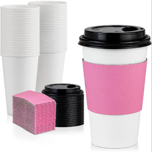 GupudaoCo Tasses à café blanches avec couvercles à dôme noir et ...